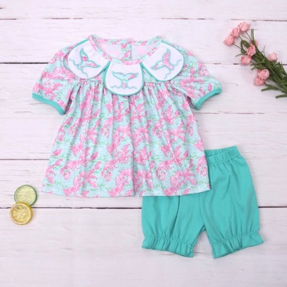 Matching Sets | Boutique Mermaid Tail Girls Tunic Shorts Outfit Set ...